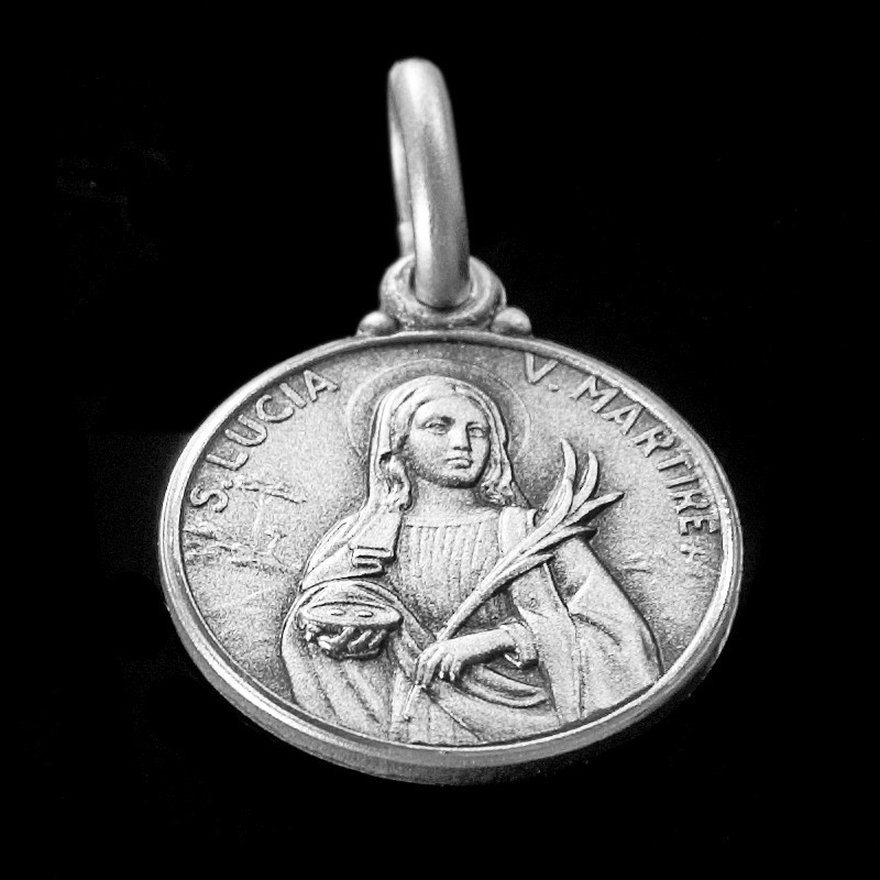 Święta Łucja widnieje na medaliku srebrnym oksydowanym. Medaliki ...