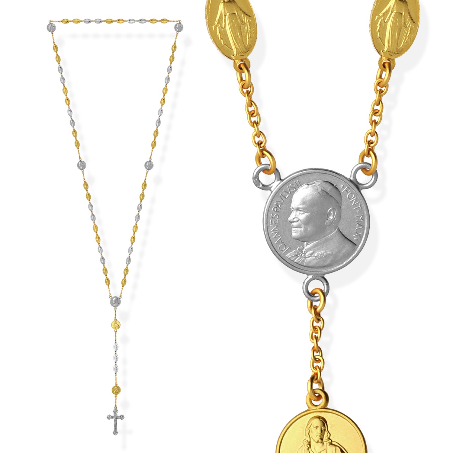 Złoty różaniec wykonany ze złota 18-karatowego. Złoty różaniec na szyję ...